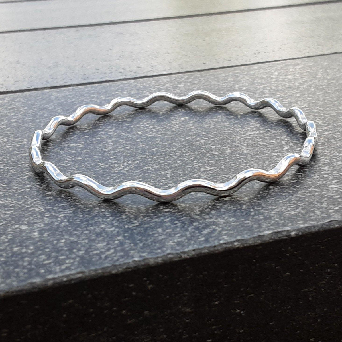 Sterling Silver Wave Bangle | Handmade Jewellery – PurplePixiebyDenise
